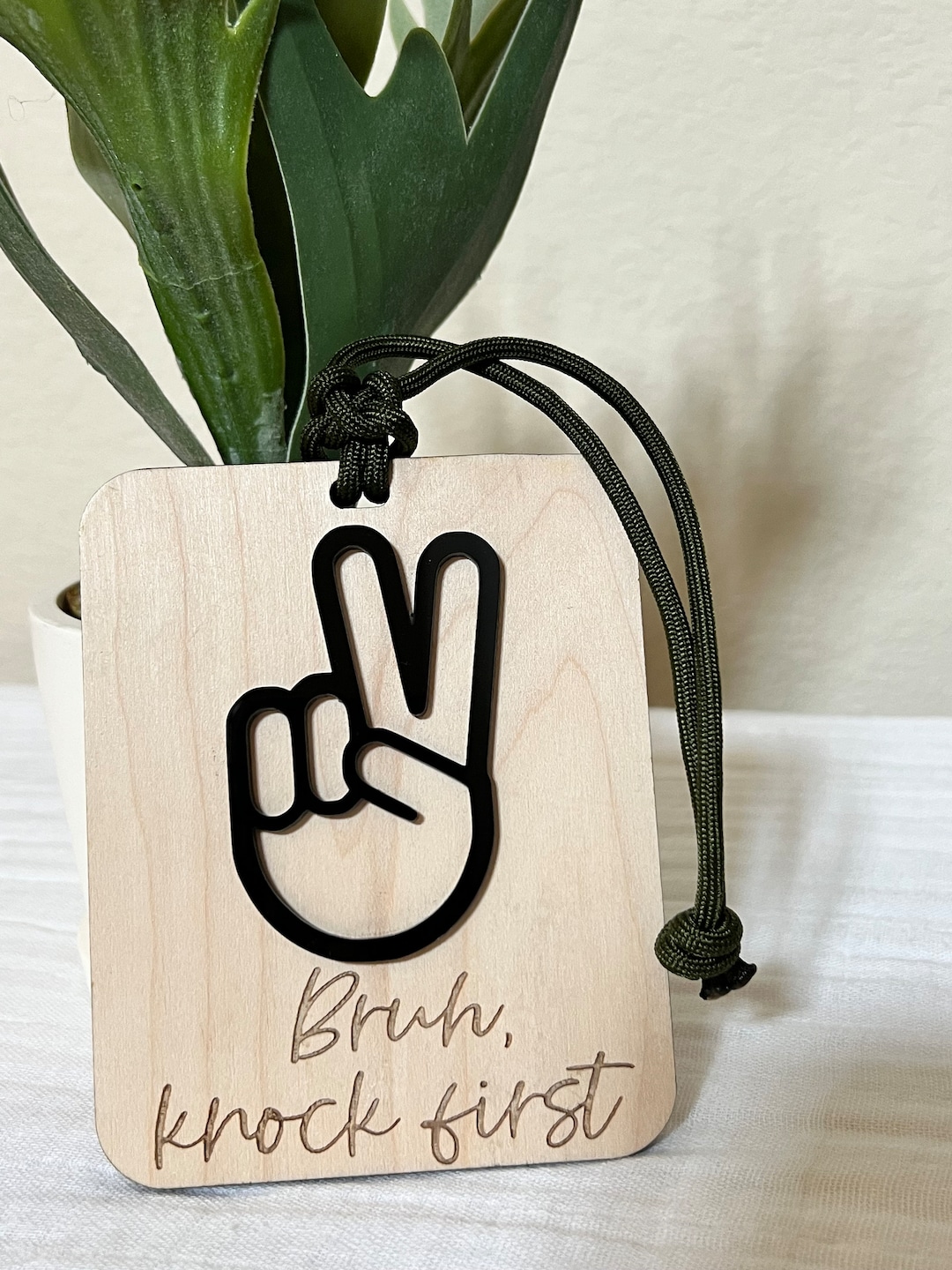 Please Knock First Door Sign, Teen Room Decor, Peace Hand, Do Not ...