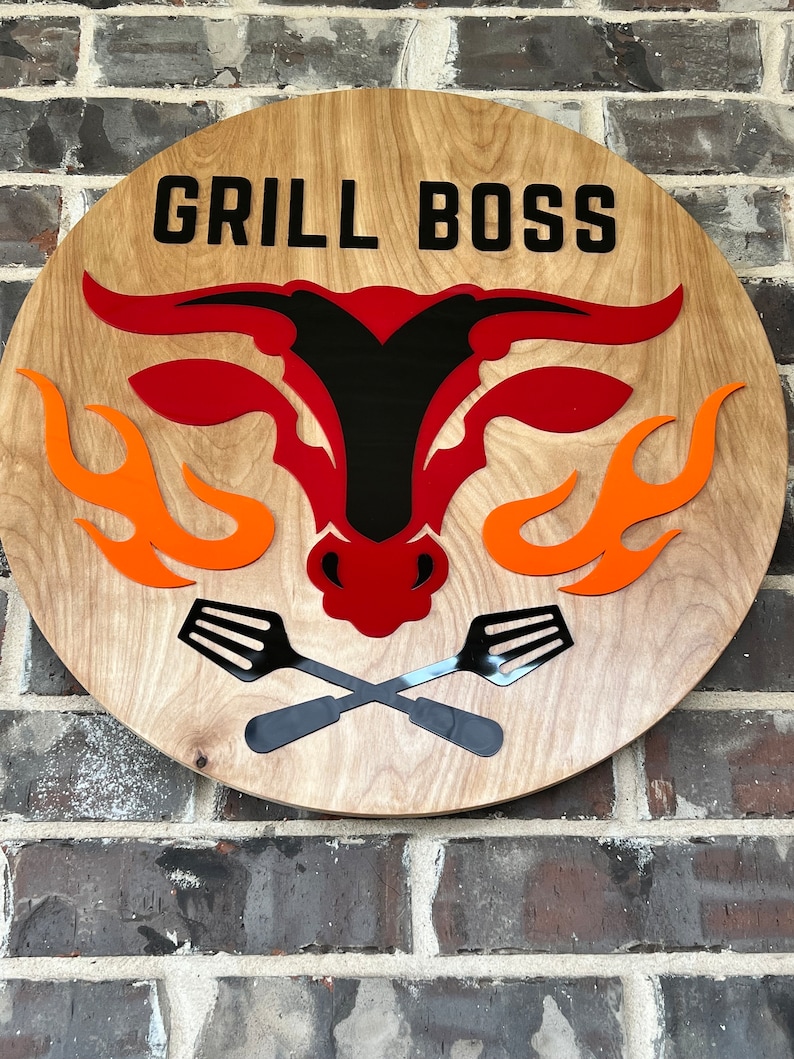Grill Boss BBQ Sign: Personalized 3D Wood Decor - Etsy