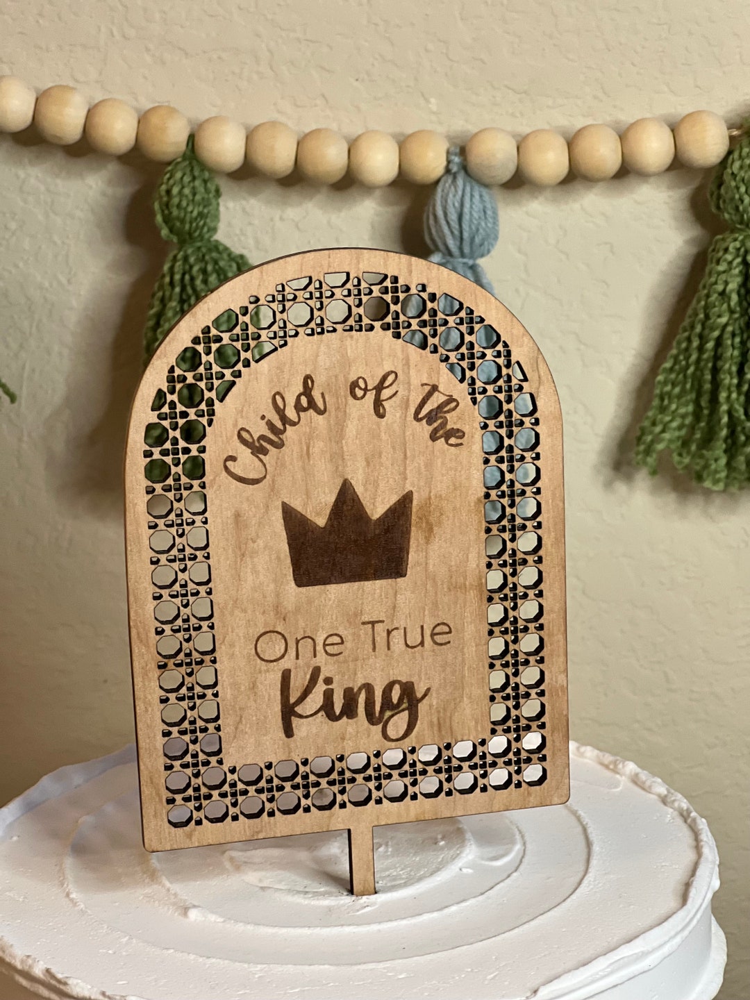 Baptism Cake Topper | Rattan Pattern Cake Topper for Baptism | First ...