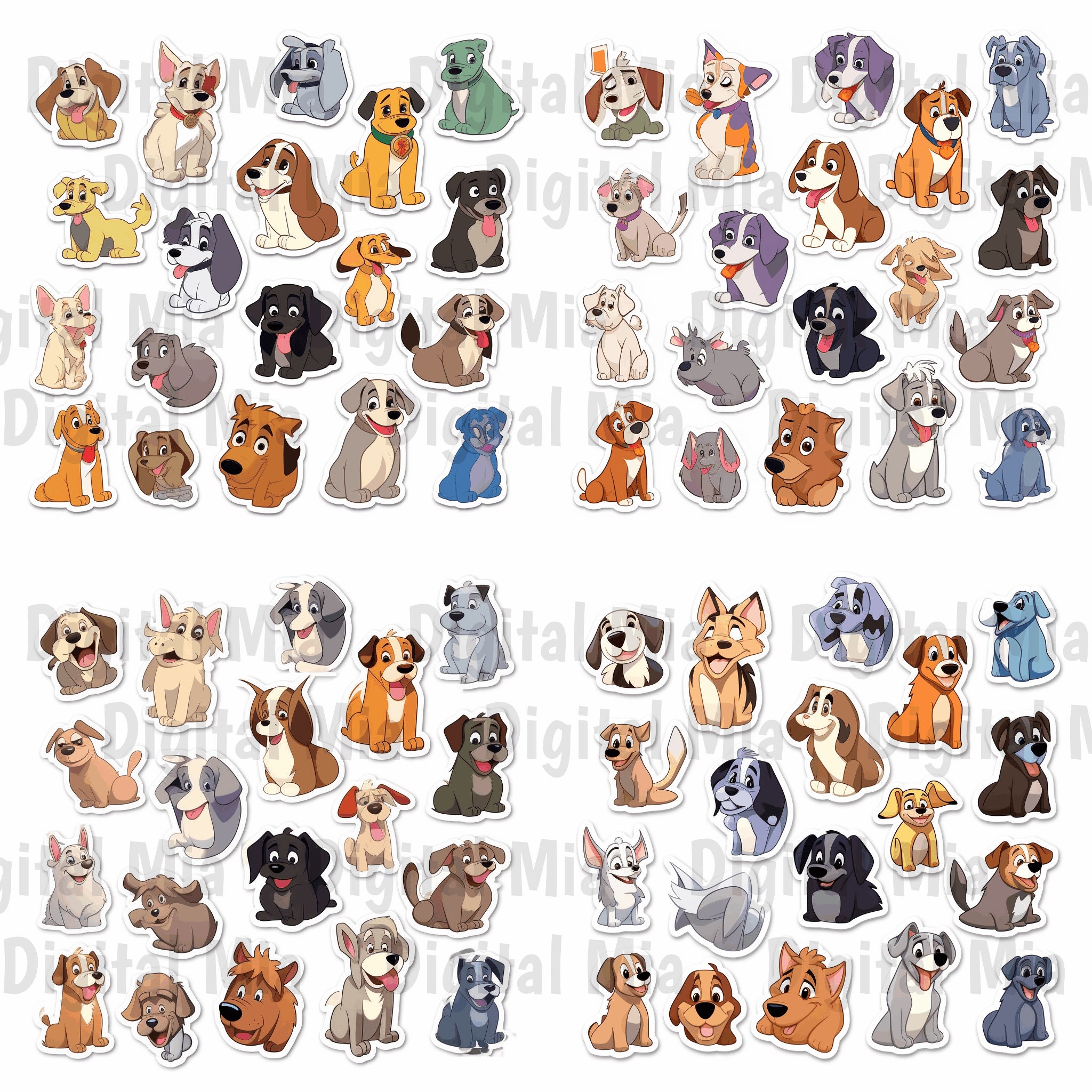 Cartoon Animation Dogs Vector Images - Digital - Etsy