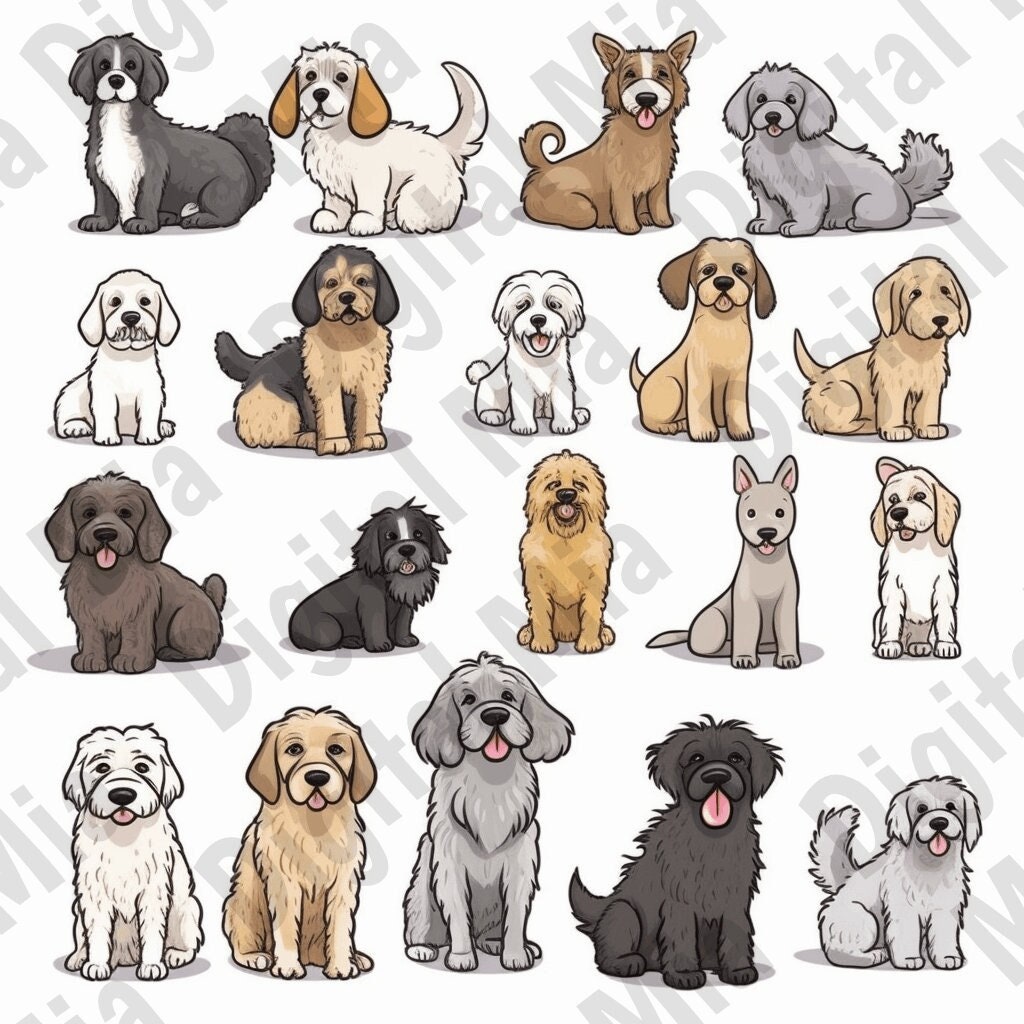 Doodles Vector Images - Digital - Dogs - 2 Pack - Etsy