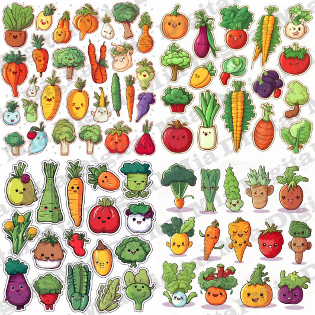 Cartoon Vegetable Vector Pack - Etsy