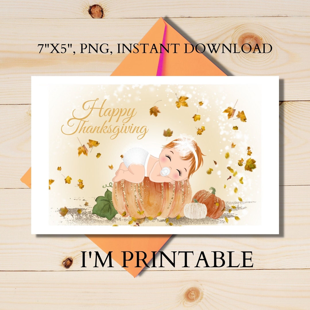 Thanksgiving Card, Thanksgiving Baby Girl, 1st Thanksgiving,holiday ...