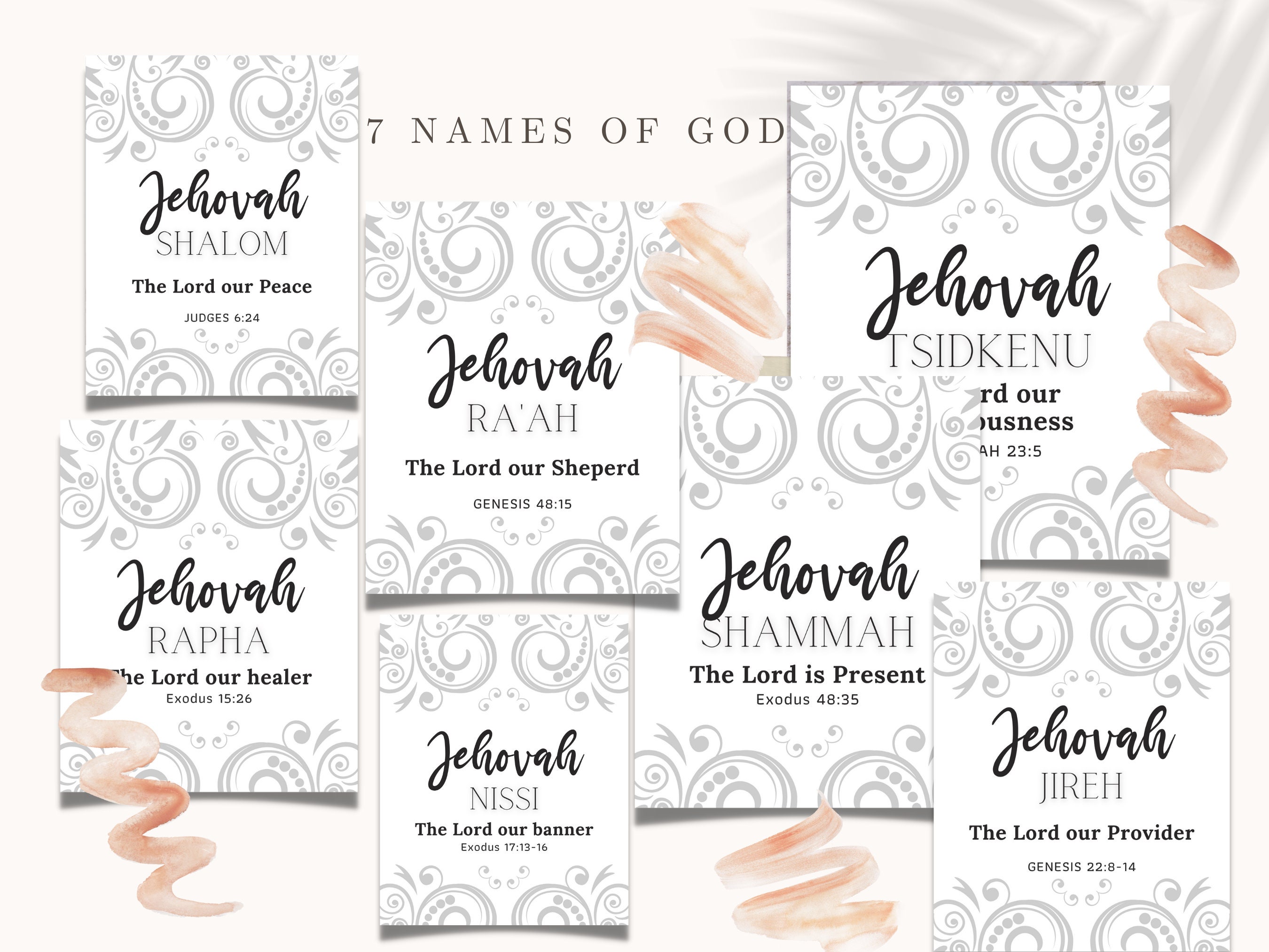 7 Names of God Christian Wall Art Christian Printables - Etsy UK