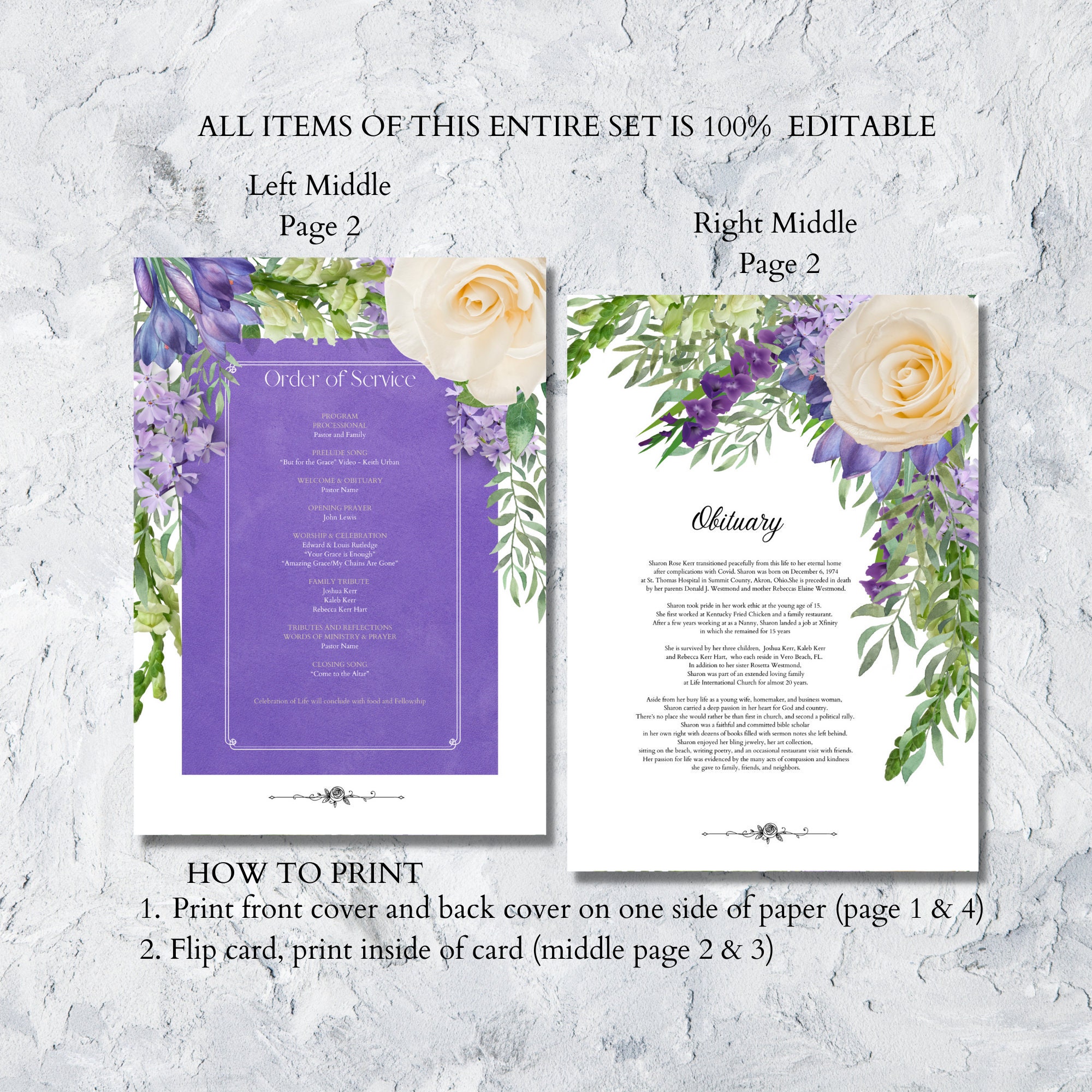 Funeral Program 5x7 Funeral Celebration of Life Editable Printable With ...
