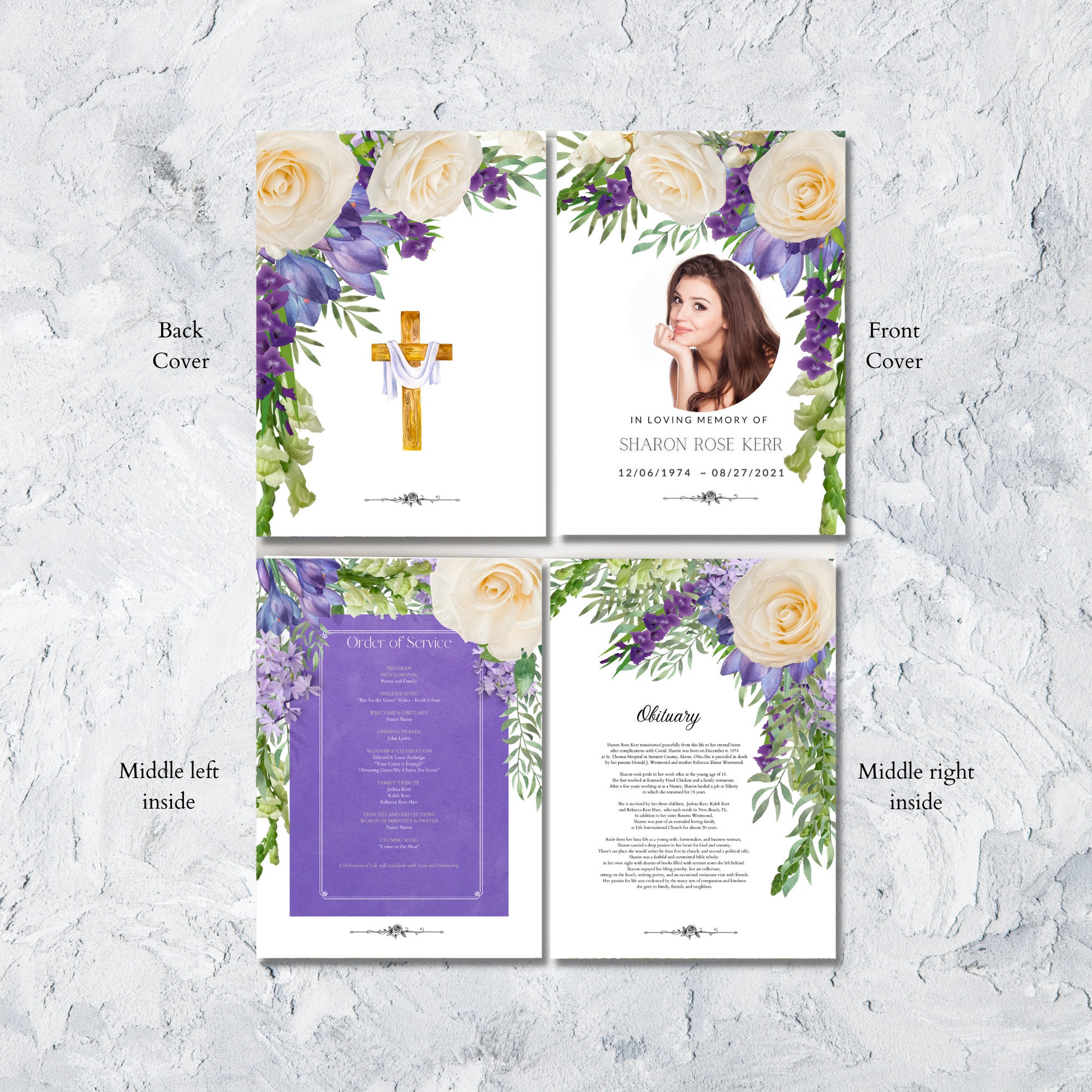 Funeral Program 5x7 Funeral Celebration of Life Editable Printable With ...
