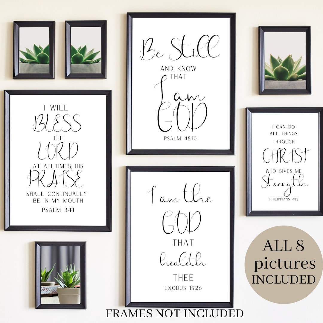 Bible Verses Printable Set, Bible Verse Art Bundle, Christian Printable ...