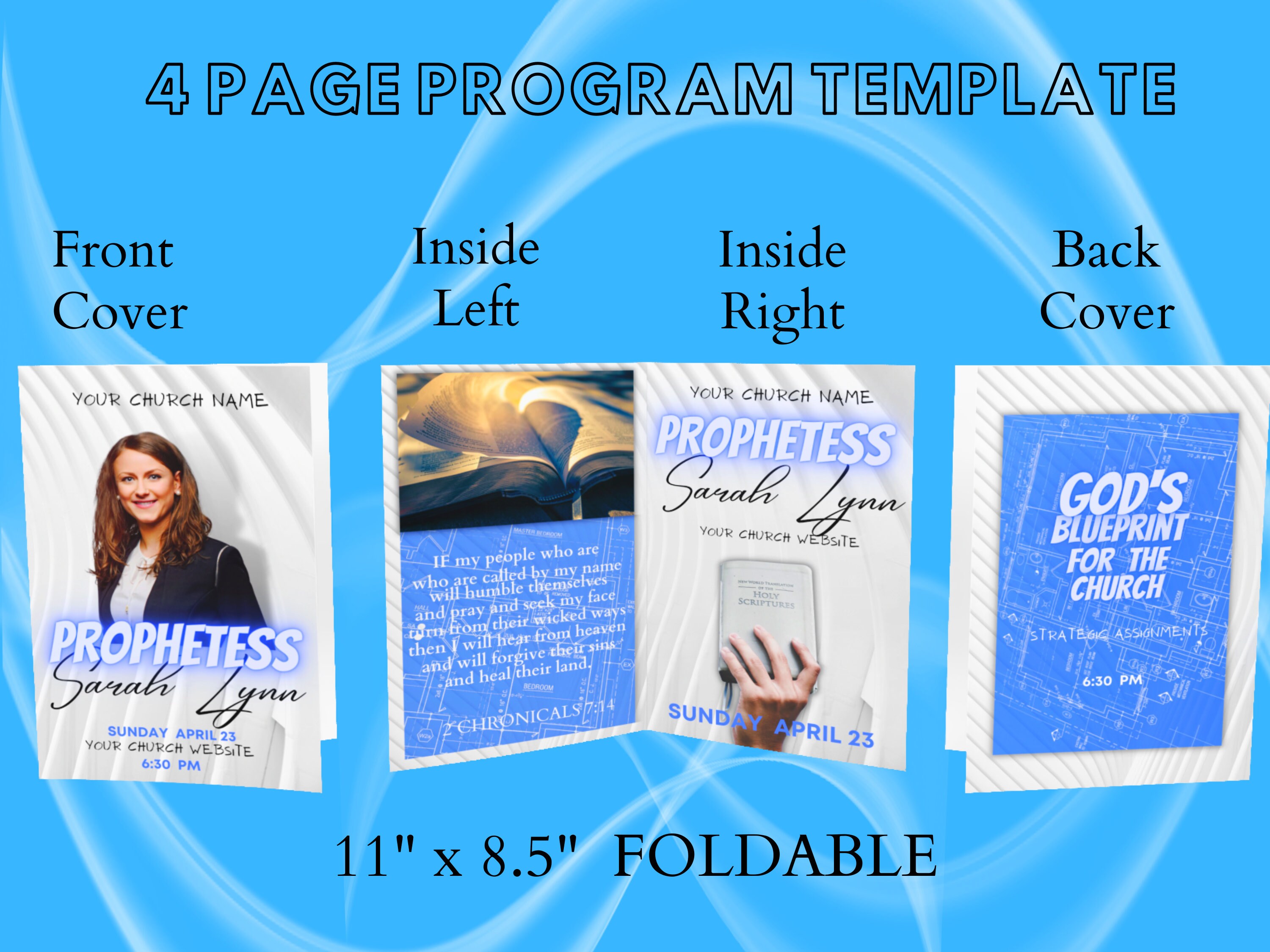 Church Program Flyer Template, Prophetess Brochure, Event Flyer, Church ...