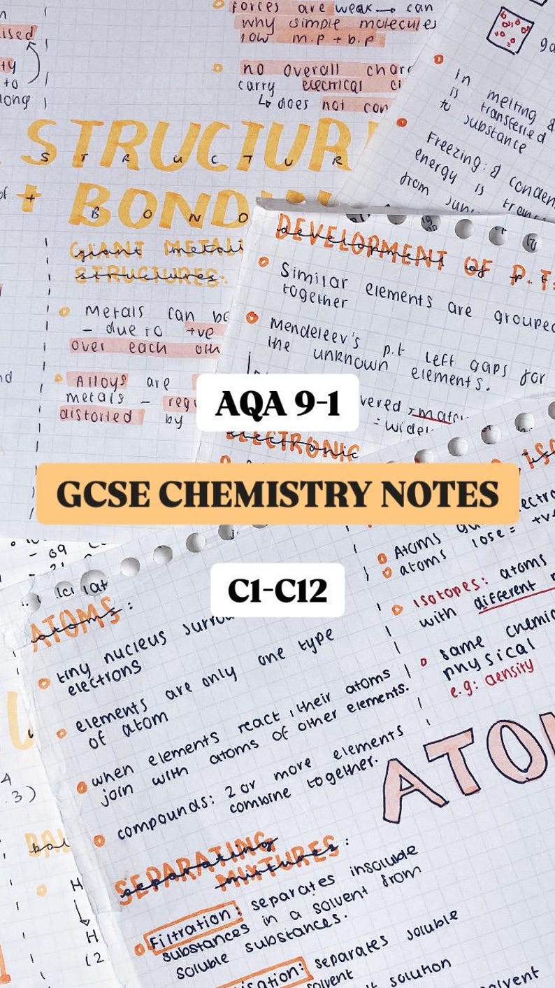 GCSE AQA Chemistry Double Science Mindmap Notes C1-C12 - Etsy