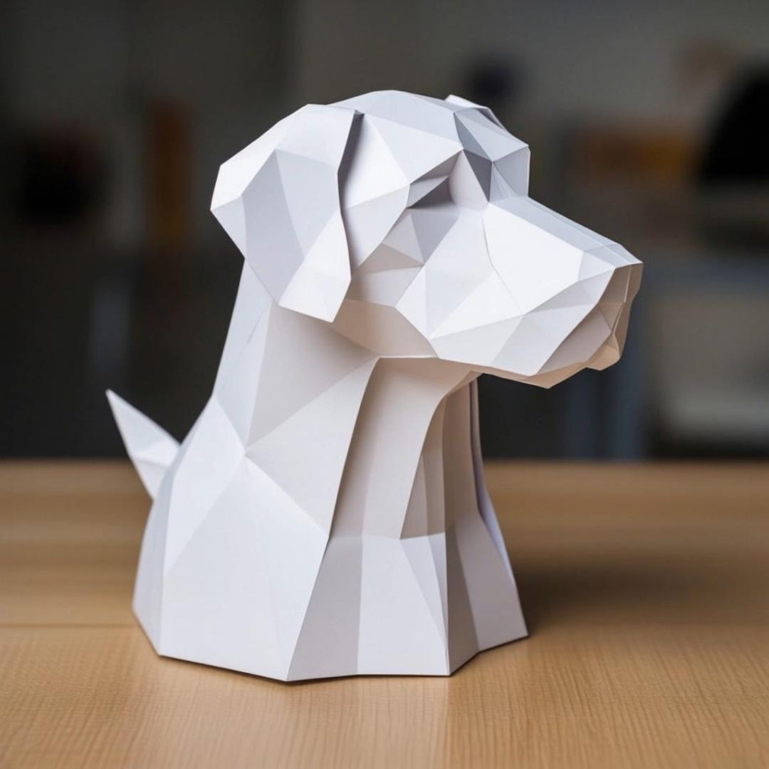 Dog Head Papercraft, Paper Craft Dog Head Model, Dog Head PDF Template ...