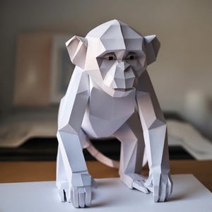 Monkey Papercraft, Paper Craft Monkey Model, Monkey PDF Template, 3D Monkey Sculpture, Low Poly ...