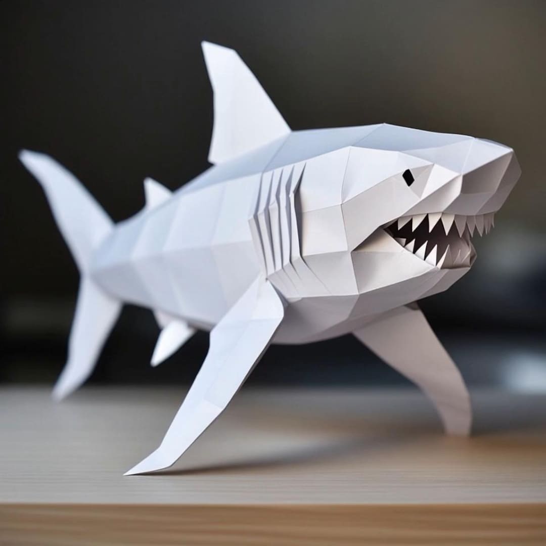 Shark Papercraft, Paper Craft Shark Model, Shark PDF Template, 3D Shark ...
