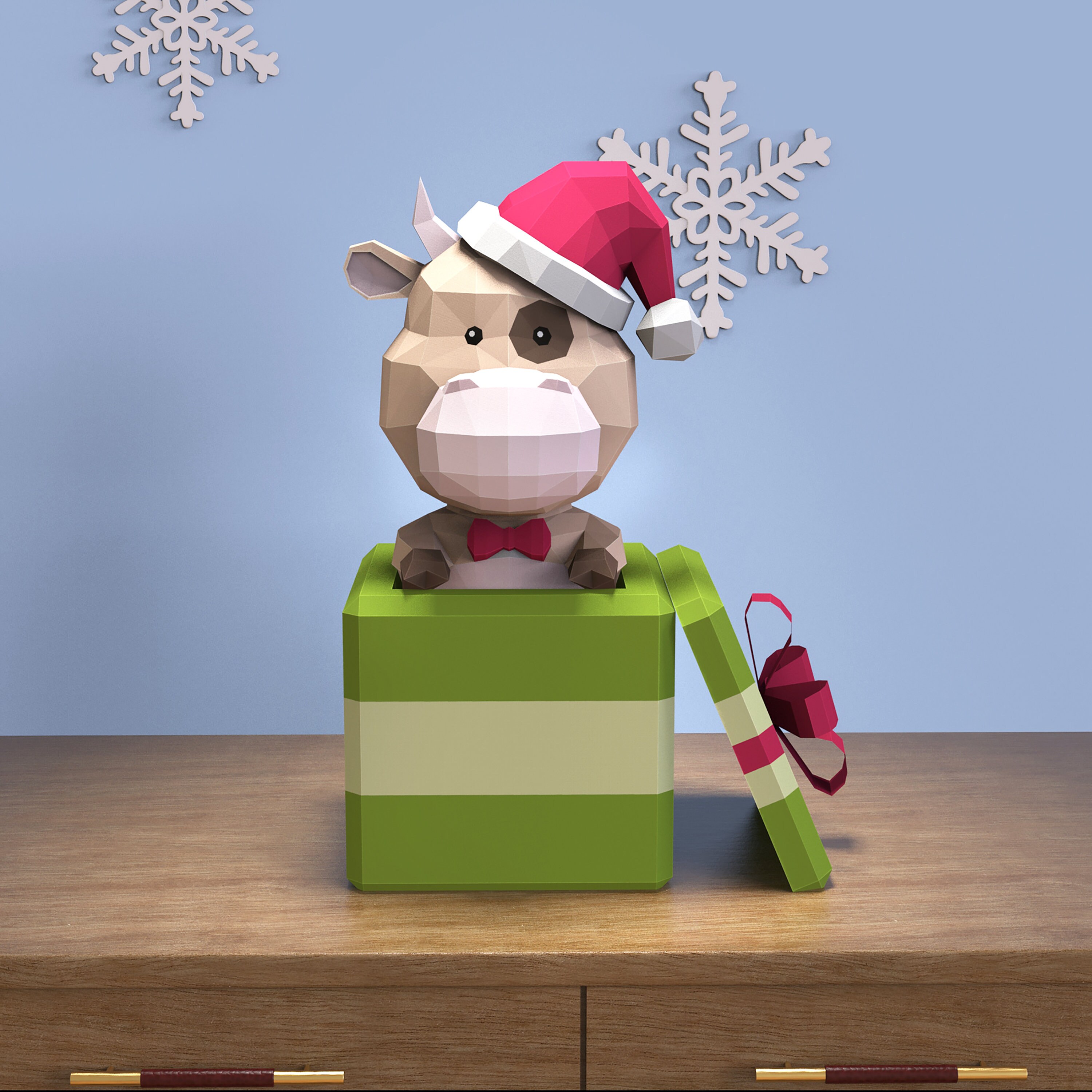 Papercraft Christmas Cow Paper Craft Christmas Cow Model | Etsy Canada