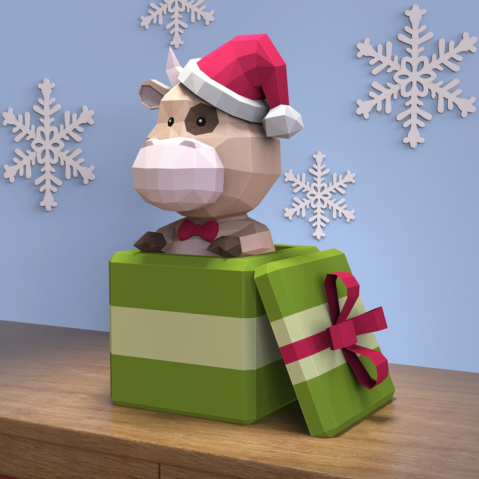 Papercraft Christmas Cow Paper Craft Christmas Cow Model | Etsy Canada