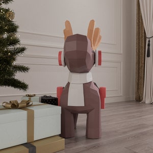 Papercraft Reindeer Christmas, Paper Craft Reindeer Model, Reindeer PDF ...