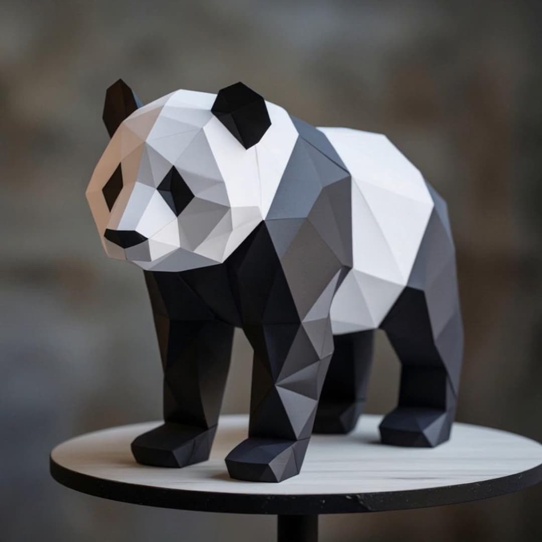 Panda Papercraft, Paper Craft Panda Model, Panda PDF Template, 3D Panda ...