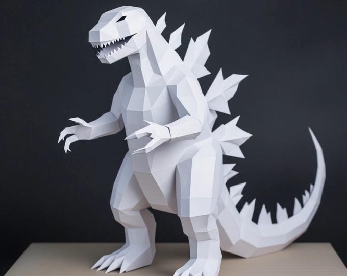 Godzilla Paper Craft, Digital Template, Origami, PDF Download DIY, Low ...