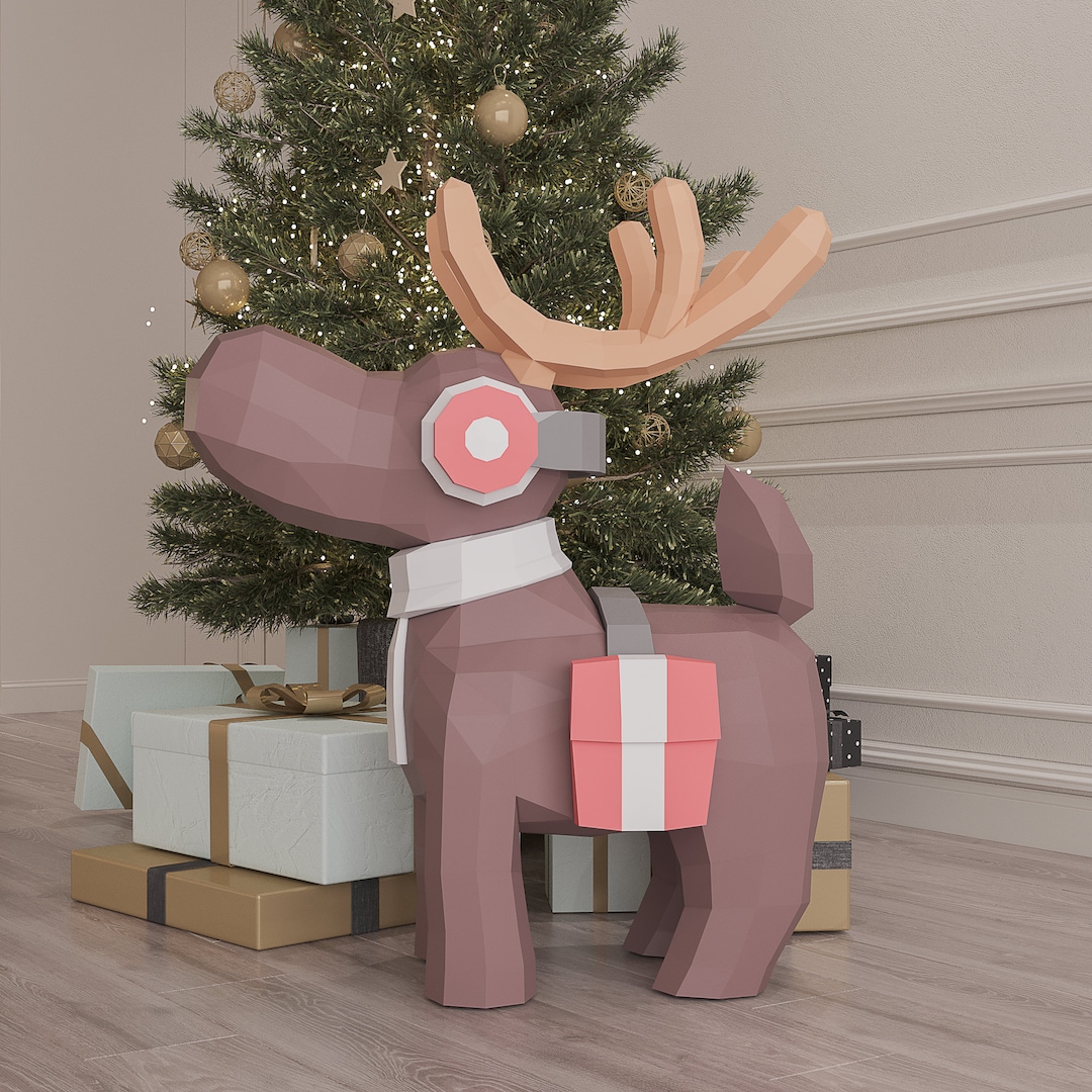 Papercraft Reindeer Christmas, Paper Craft Reindeer Model, Reindeer PDF ...
