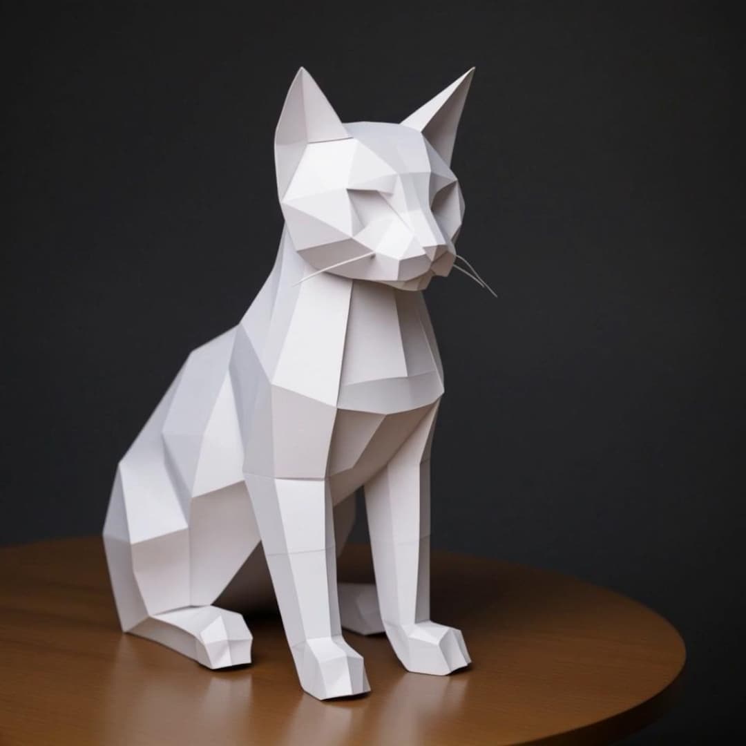 Lady Cat Papercraft, Paper Craft Cat Model, Cat PDF Template, 3D Cat ...