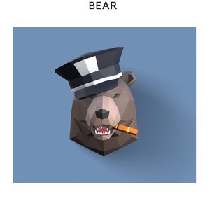 Papercraft Bear Head, Paper Craft Bear Head Model, Bear Head PDF ...