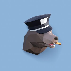 Papercraft Bear Head, Paper Craft Bear Head Model, Bear Head PDF ...