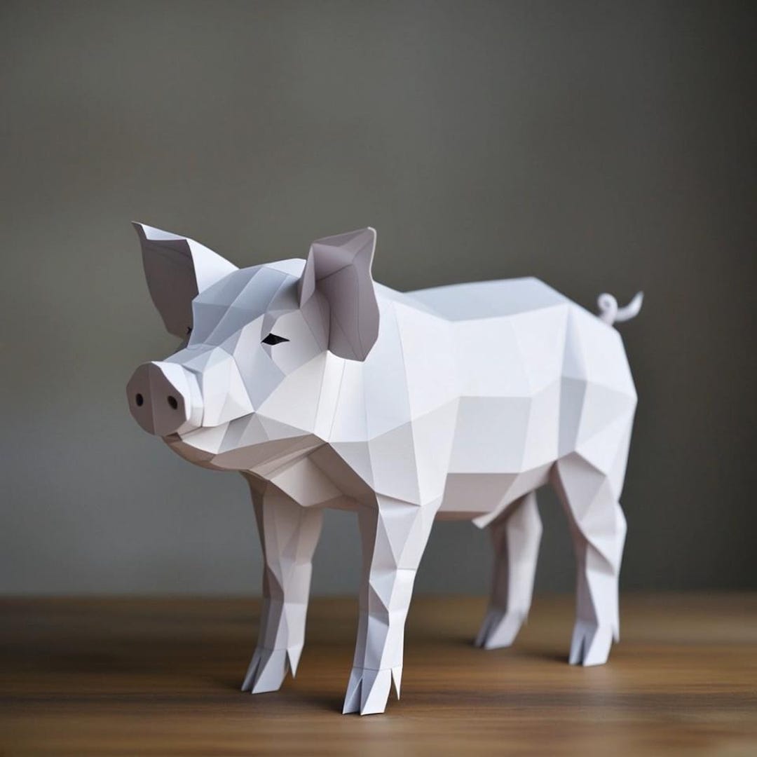 Pig Papercraft, Paper Craft Pig Model, Pig PDF Template, 3D Pig ...