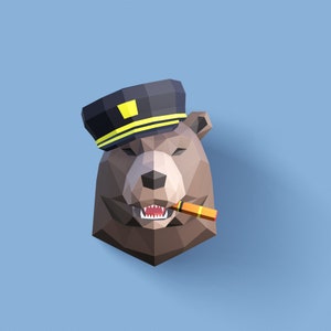 Papercraft Bear Head, Paper Craft Bear Head Model, Bear Head PDF ...