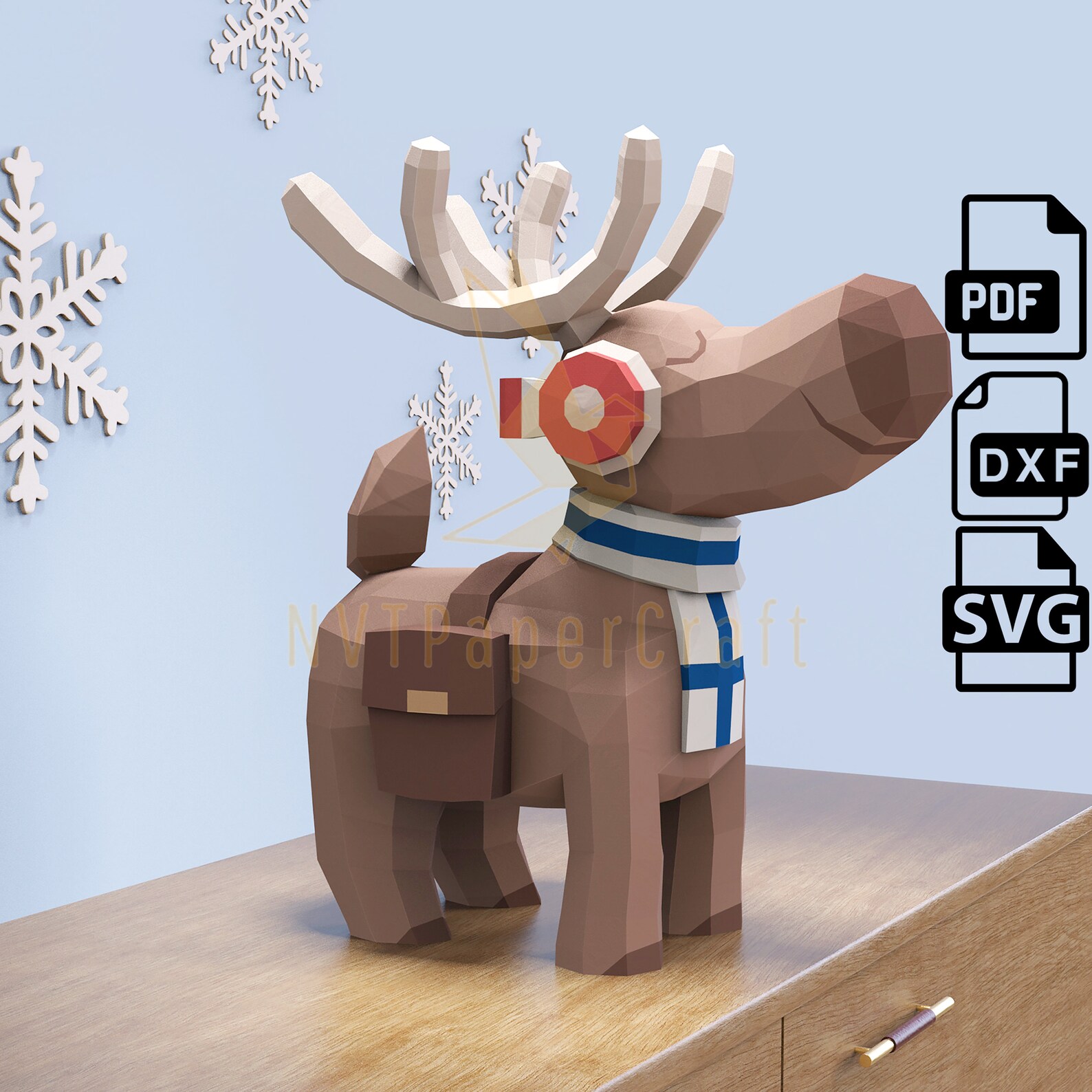Papercraft Reindeer Christmas Paper Craft Reindeer Model - Etsy