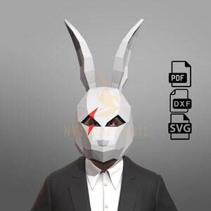 Rabbit Mask Template, Paper Mask, Papercraft Mask, Rabbit Masks, Rabbit ...