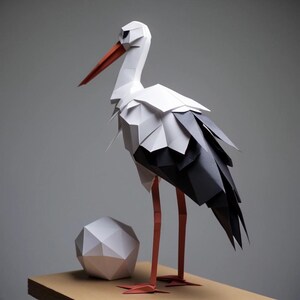 Stork Papercraft, Paper Craft Stork Model, Stork PDF Template, 3D Stork ...