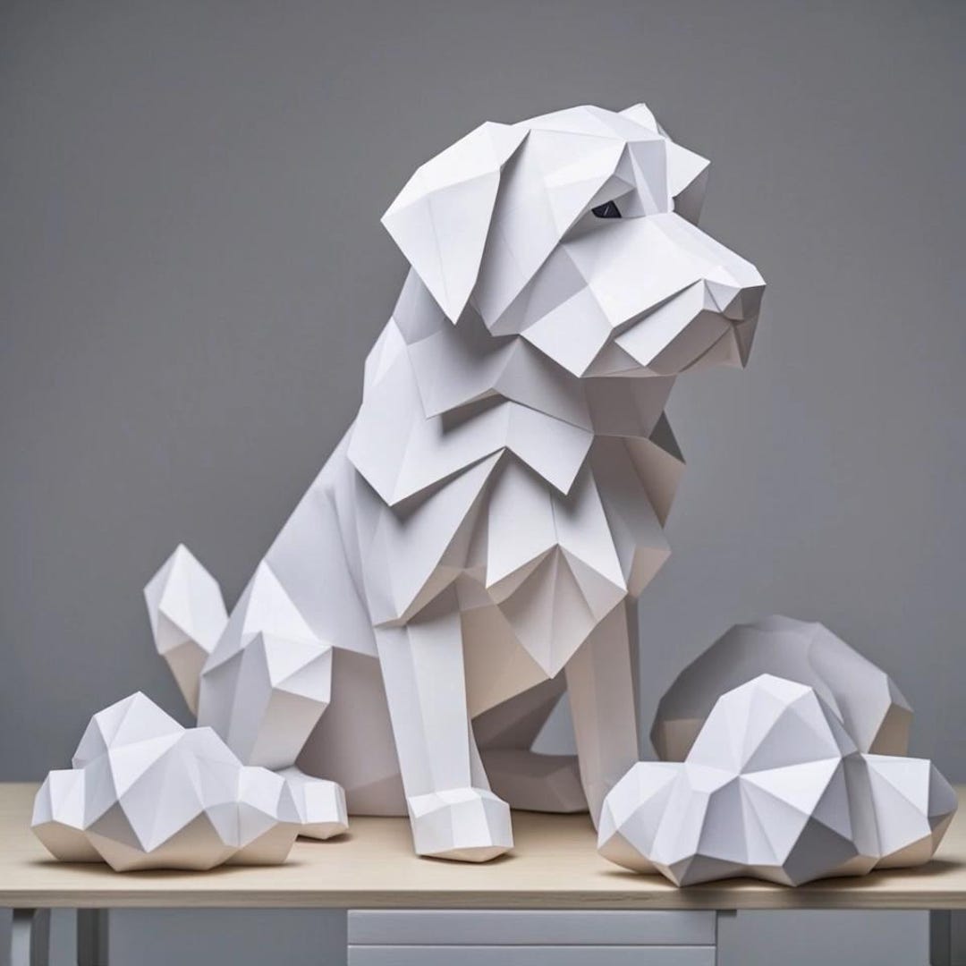 Dog Golden Papercraft, Paper Craft Dog Golden Model, Dog Golden PDF ...