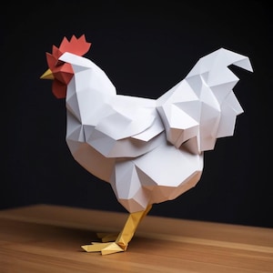 Chicken Papercraft, Paper Craft Chicken Model, Chicken PDF Template, 3D ...