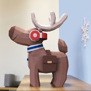 Papercraft Reindeer Christmas, Paper Craft Reindeer Model, Reindeer PDF ...