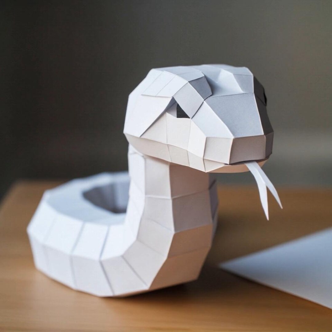 Snake Papercraft, Paper Craft Snake Model, Snake PDF Template, Low Poly ...