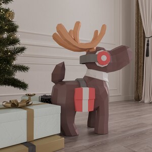 Papercraft Reindeer Christmas, Paper Craft Reindeer Model, Reindeer PDF ...
