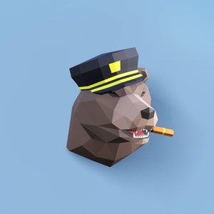 Papercraft Bear Head, Paper Craft Bear Head Model, Bear Head PDF ...