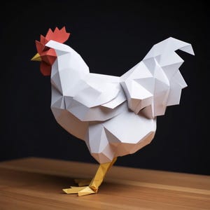 Chicken Papercraft, Paper Craft Chicken Model, Chicken PDF Template, 3D ...