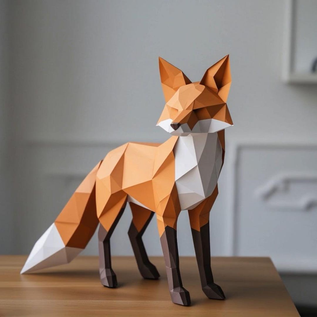 Lady Fox Papercraft, Paper Craft Fox Model, Fox PDF Template, 3D Fox ...