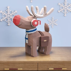 Papercraft Reindeer Christmas, Paper Craft Reindeer Model, Reindeer PDF ...