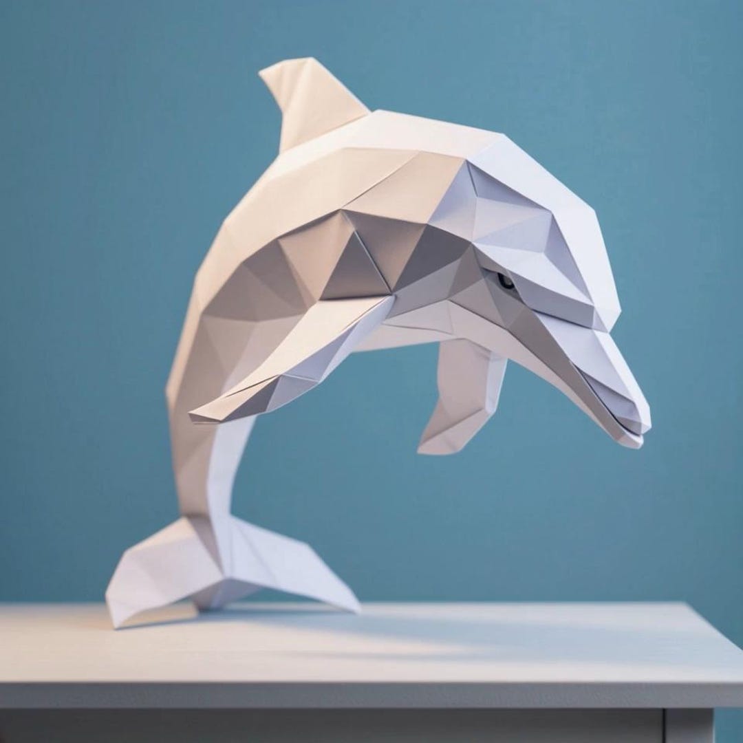 Dolphin Papercraft, Paper Craft Dolphin Model, Dolphin PDF Template, 3D ...