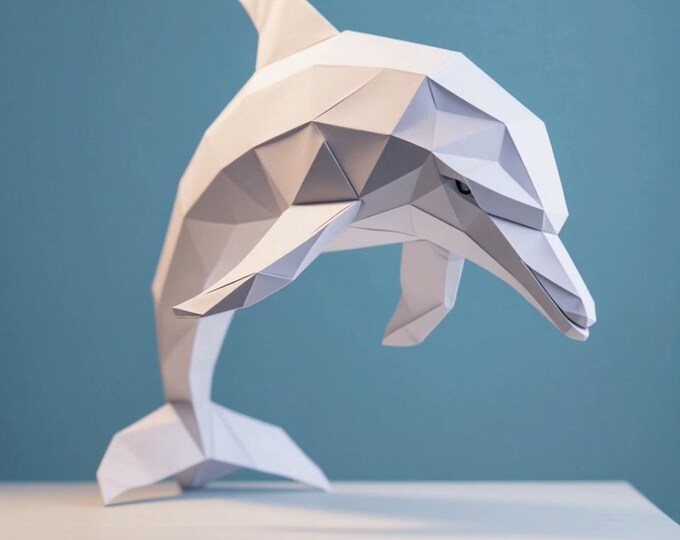 Dolphin Papercraft, Paper Craft Dolphin Model, Dolphin PDF Template, 3D ...