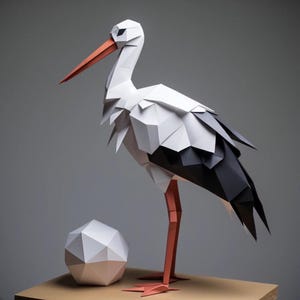 Stork Papercraft, Paper Craft Stork Model, Stork PDF Template, 3D Stork ...