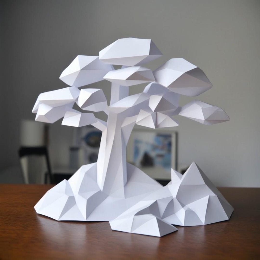 Bonsai Papercraft, Paper Craft Bonsai Model, Bonsai PDF Template, 3D ...
