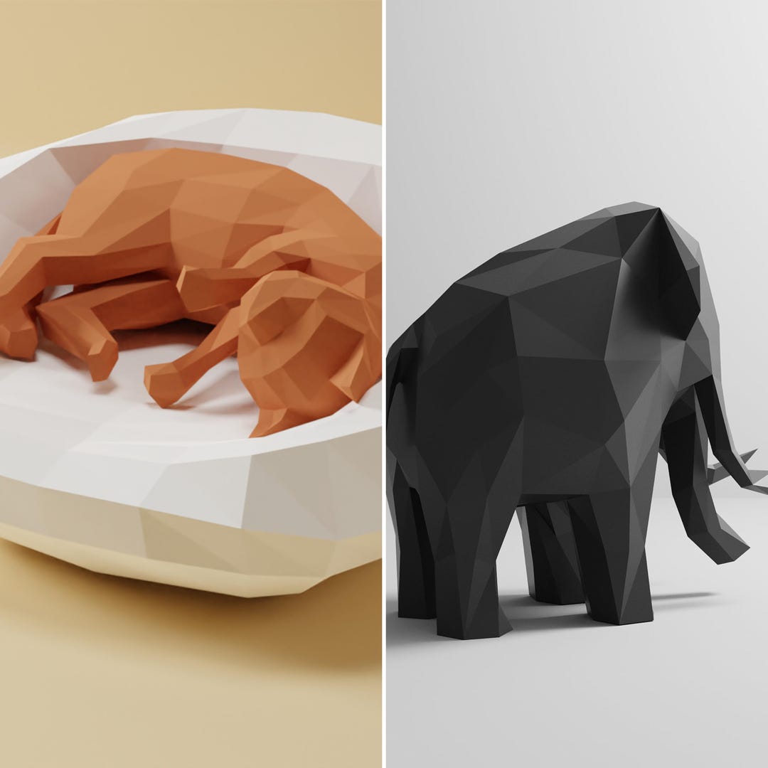 Papercraft Mammuthus, Papercraft Cat Sleep, Animal PDF Template, Low ...