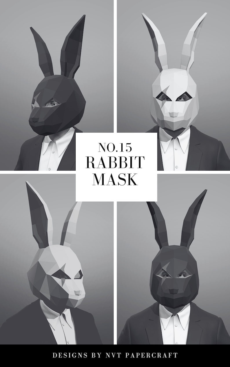 Rabbit Mask Template Paper Mask Papercraft Mask Rabbit - Etsy