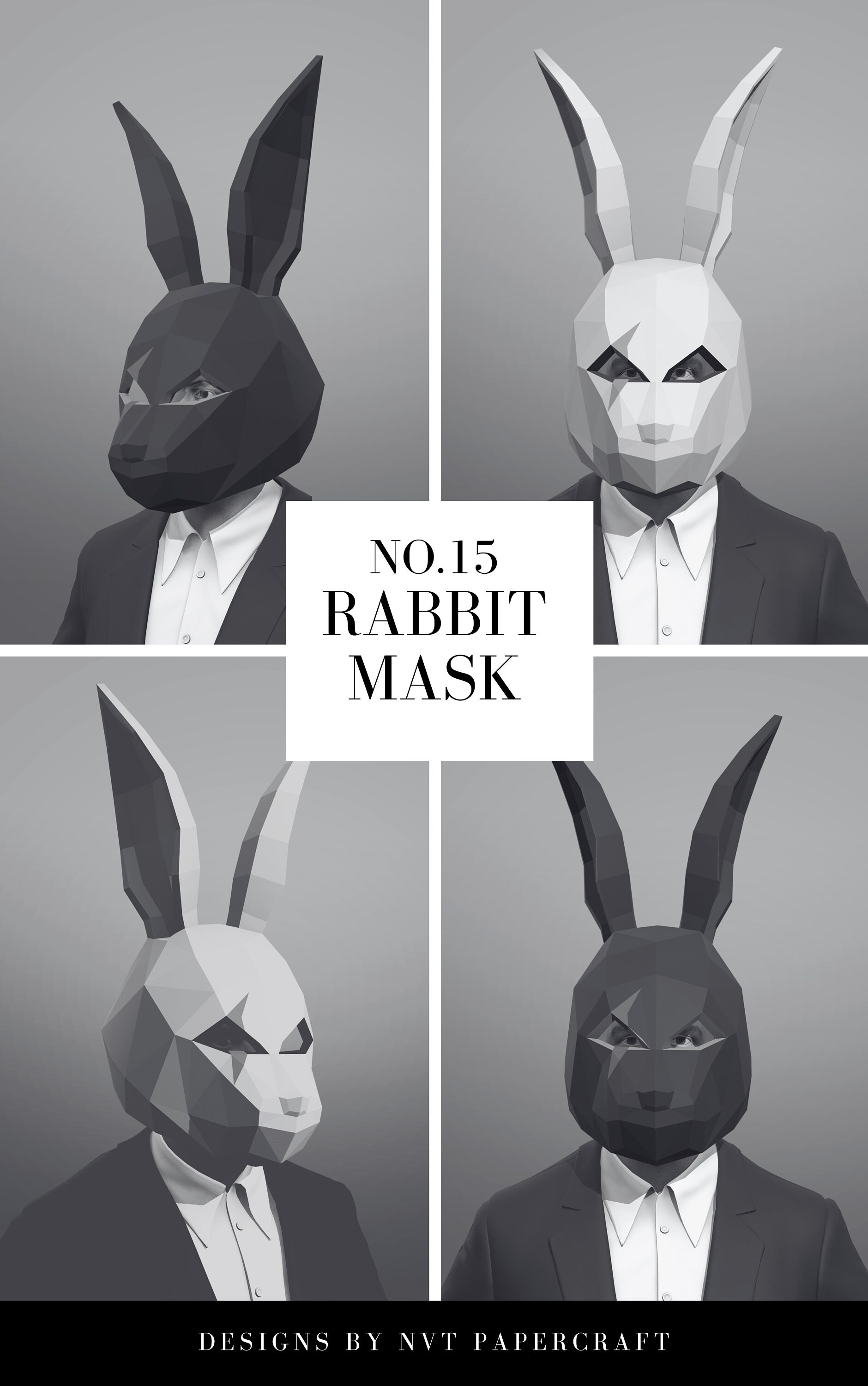 Rabbit Mask Template Paper Mask Papercraft Mask Rabbit - Etsy