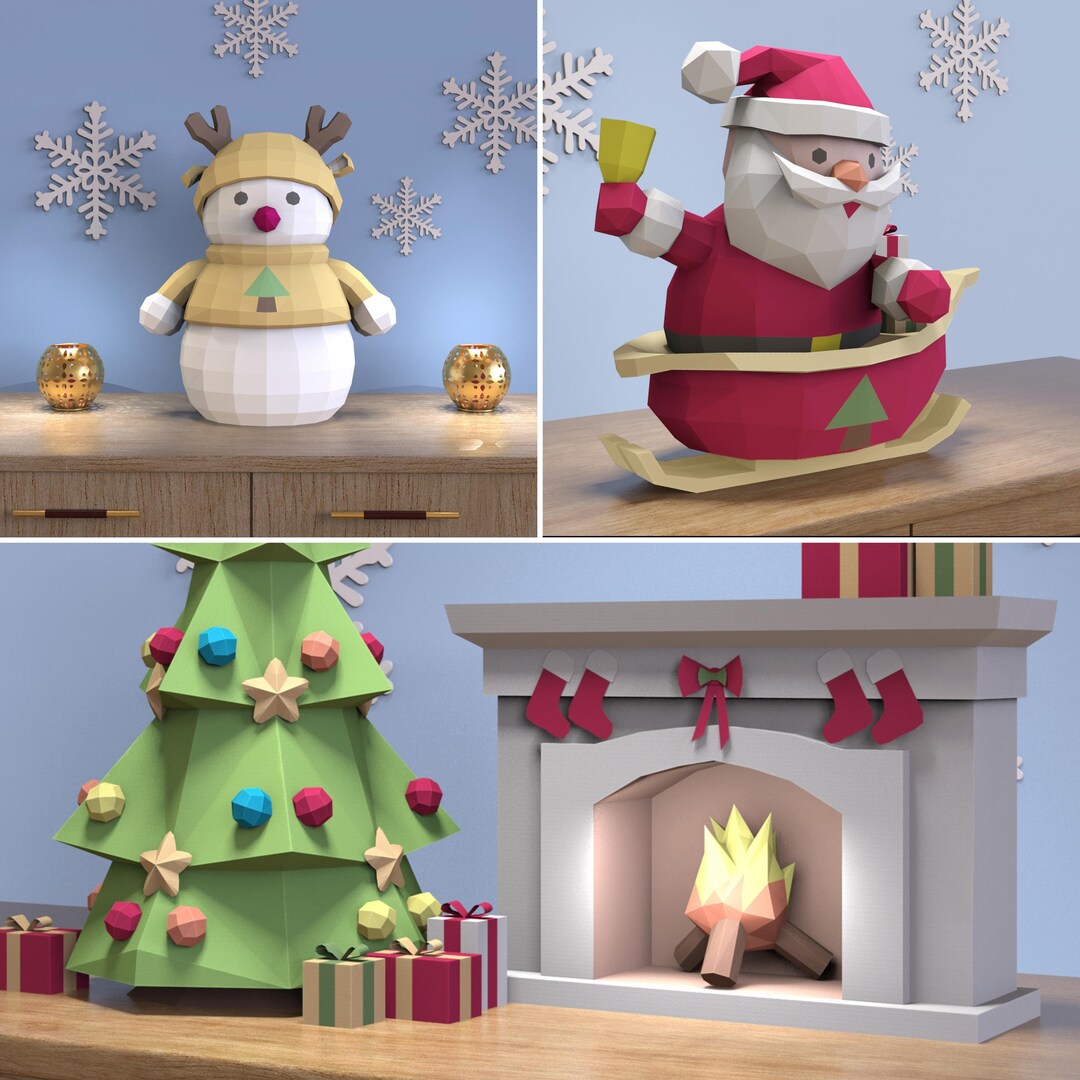Papercraft Reindeer, Papercraft Snow Man, Papercraft Tree, Reindeer PDF ...