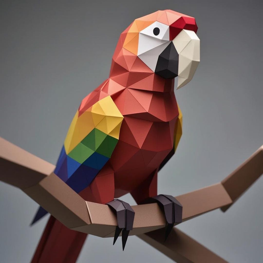 Papercraft Parrot, Paper Craft Parrot Model, Parrot PDF Template, 3D ...