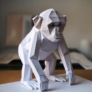Monkey Papercraft, Paper Craft Monkey Model, Monkey PDF Template, 3D ...