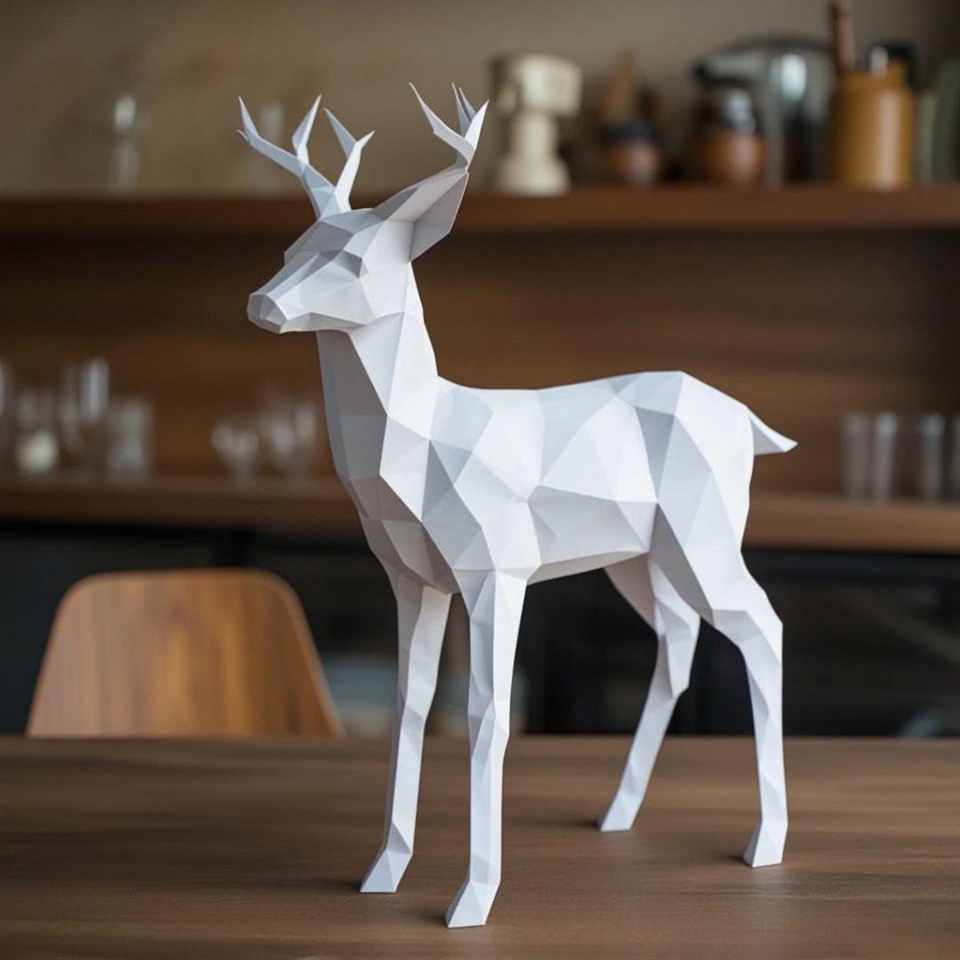 Deer Papercraft, Paper Craft Deer Model, Deer PDF Template, 3D Deer ...